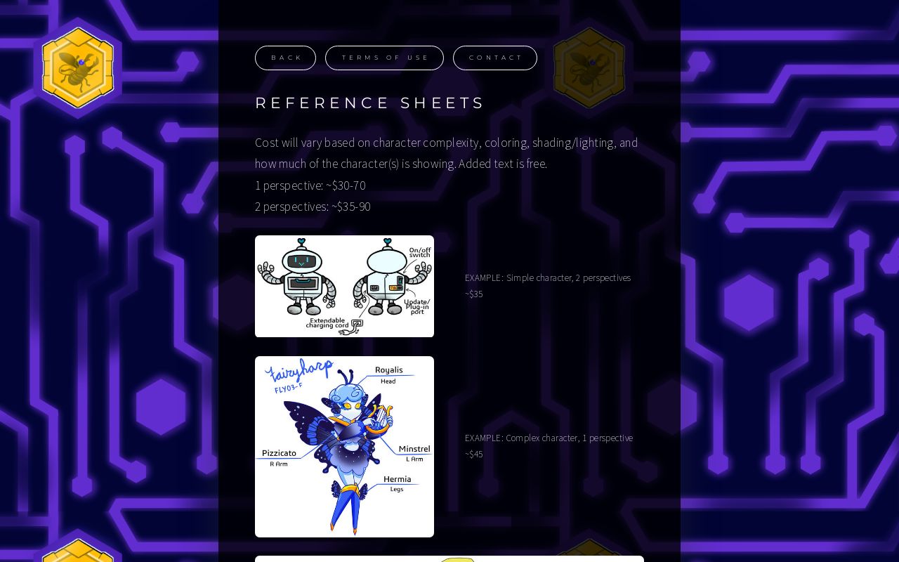 Reference sheets to illustrations